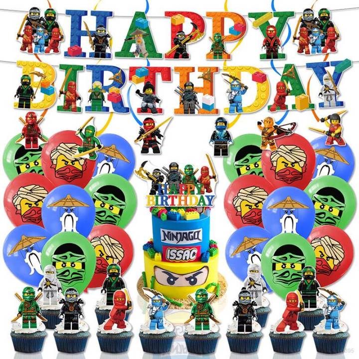 RA LEGO ninjago Theme birthday party decorations banner cake card ...