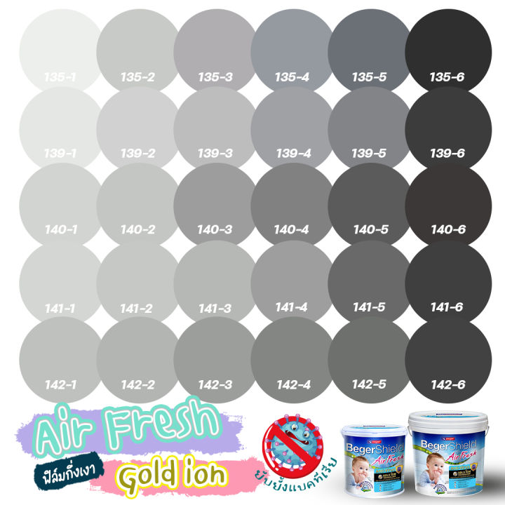 Beger Air Fresh แอร์เฟรช โกลด์-ไอออน สีเทา สีน้ำ ทาภายใน สีทาบ้าน สี ...