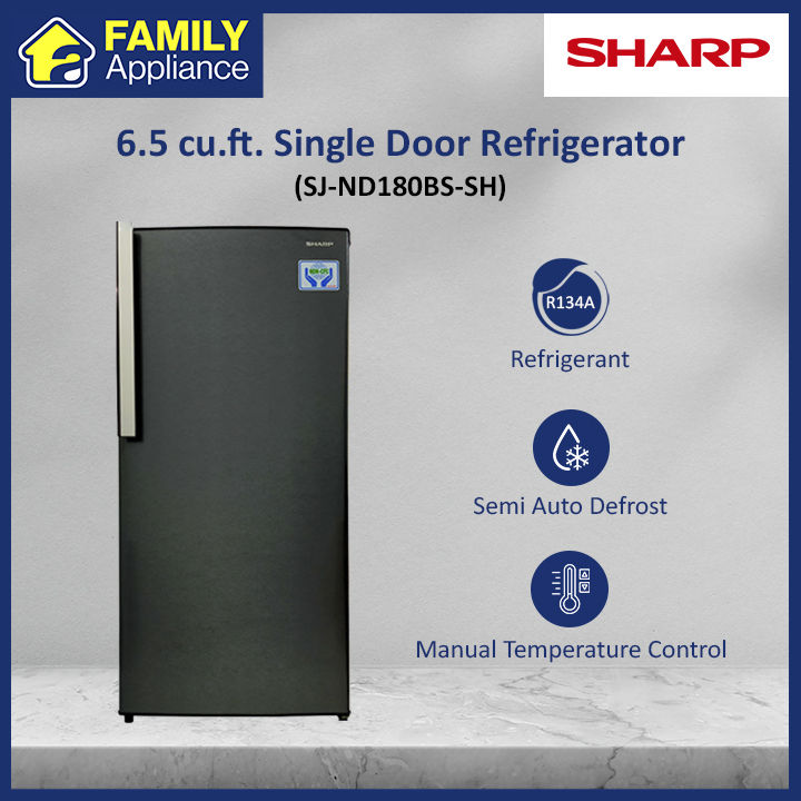 SHARP 6.5 cu.ft. Single Door Refrigerator SJ-ND180BS-SH | Lazada PH