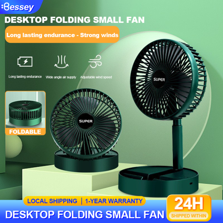 Telescopic Desk Electric Fan Mini Folding Fan Mute With USB Charging ...