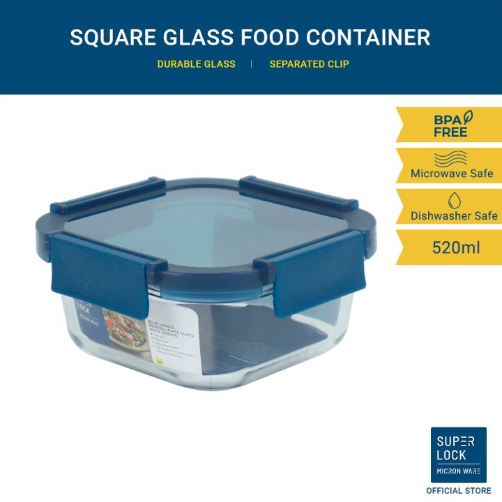Superlock Airtight Borosilicate Glass Square Food Container 520ml | Lazada