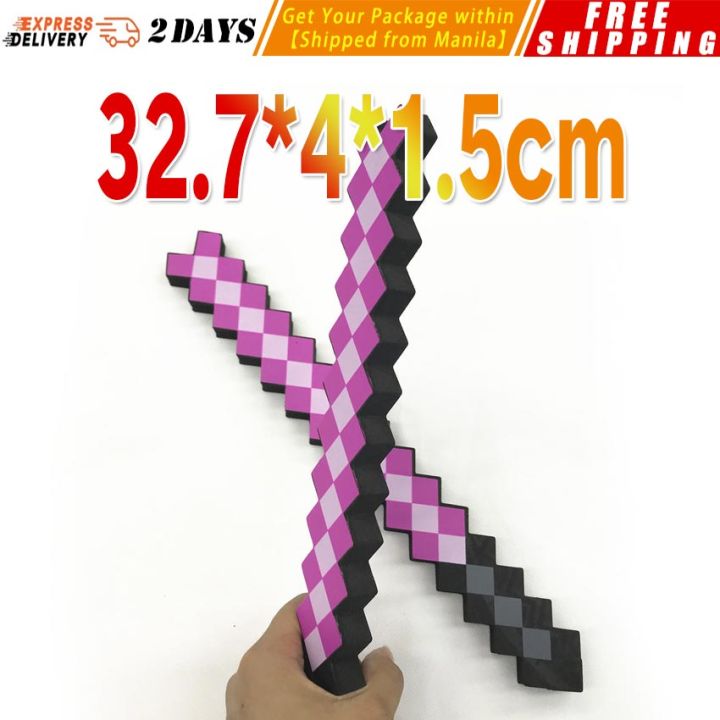 Minecrafted Blue Diamond Sword Ax Glow Sound Plastic Toy Sword Boys Bow ...