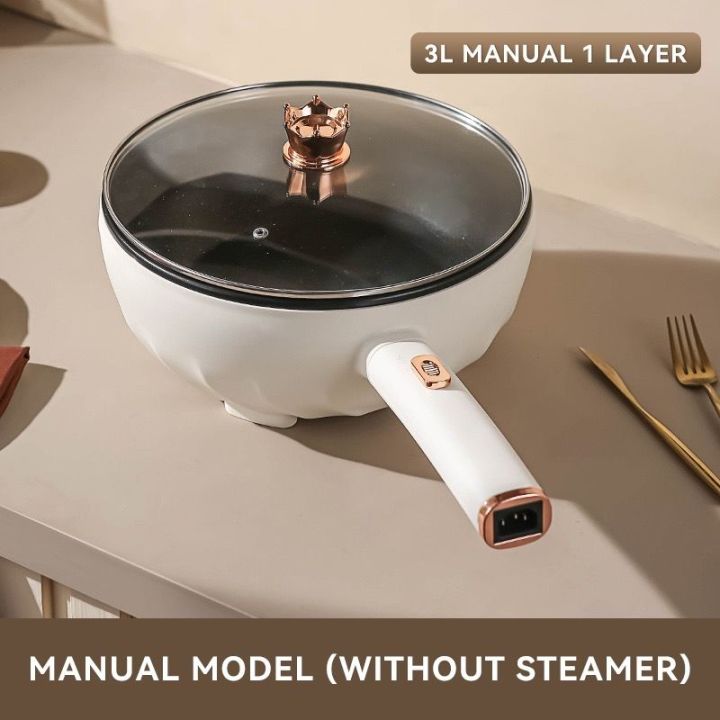 Electric Cooker Steamboat Hot Pot Non Stick Frying Wok Pan Rice Cooker with Steamer Periuk Masak ...