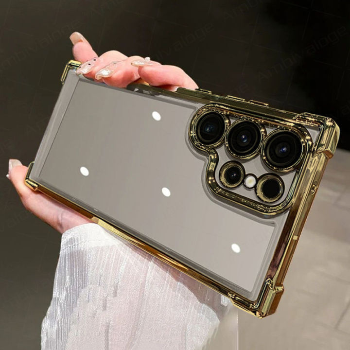 For Samsung Galaxy S25 S24 Ultra S23 FE S22 S21 Plus Luxury Shockproof Clear Case Silicone TPU ...