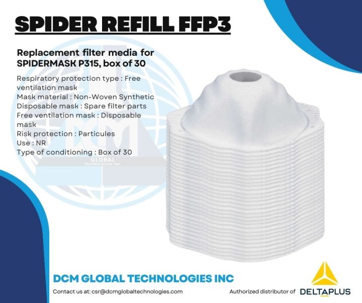 SPIDER REFILL FFP3 DISPOSABLE RESPIRATORY Replacement filter media for ...