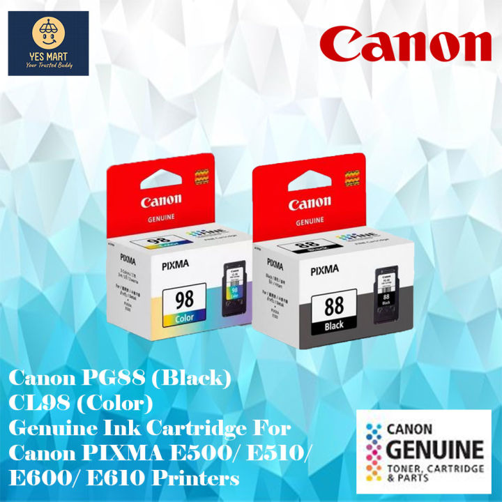 Canon PG88 (Hitam) dan CL98 (Warna) kartrij Dakwat Tulen untuk Canon Pixma E500/ E510/ E600 ...
