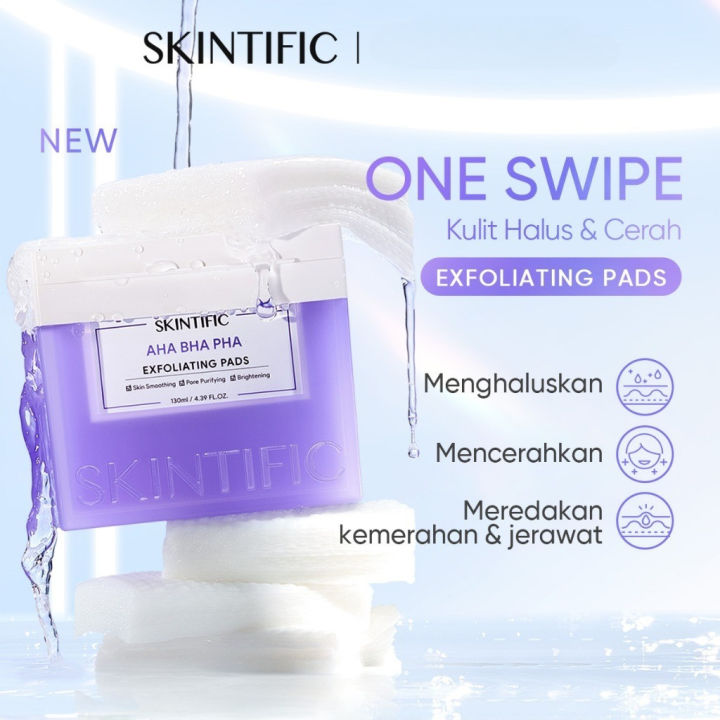 SKINTIFIC AHA BHA PHA EXFOLIATING PADS | Exfoliasi Wajah Skin Smooth Peeling Pencabut Komedo ...