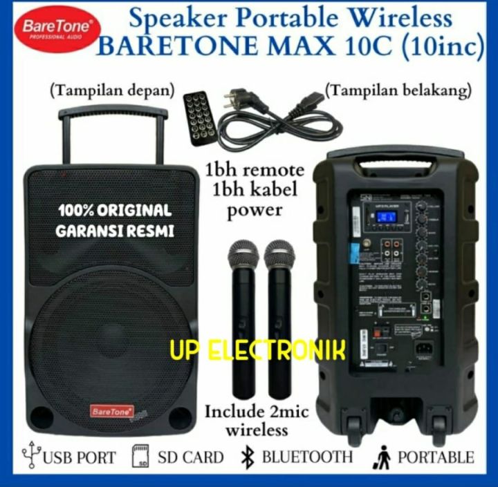Speaker Portable 10 Inch Baretone MAX10C Usb Mp3 Bluethooth Original ...