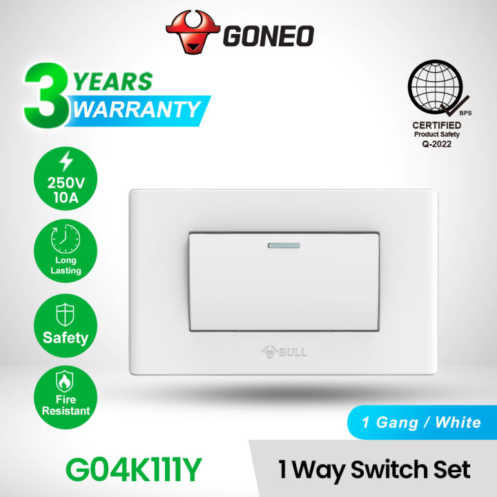 BULL 1 Gang 1 Way Wall Switch G04K111Y White and Dark Grey | Lazada PH
