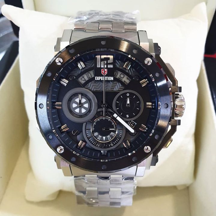 Expedition Original E6402 Jam Tangan Pria Stainless Silver Black ...