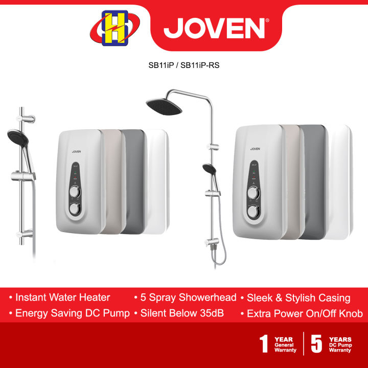 Joven Instant Water Heater (DC Pump/Rain Shower) Inverter SB11 Series 5-Spray Pattern Showerhead ...
