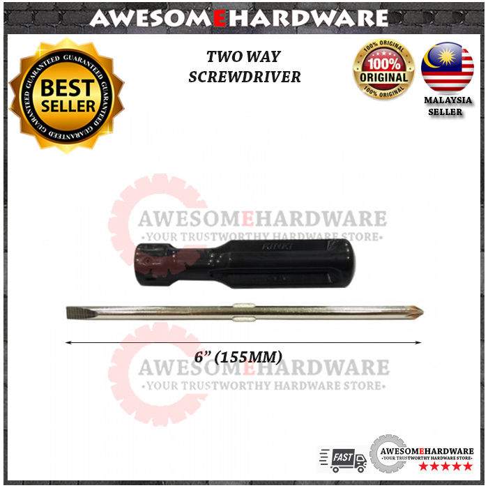 AWESOME BLACK TWO WAY SCREWDRIVER (PHILIPS, SLOTTED) | Lazada