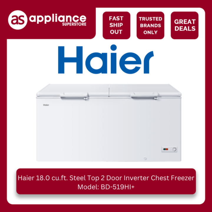 Haier 18.0 cu.ft. Steel Top 2 Door Inverter Chest Freezer BD-519HI ...