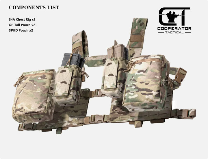 Tactical Chest Rig SS 34A Split-Front Chassis Modular Panel Cut MOLLE ...