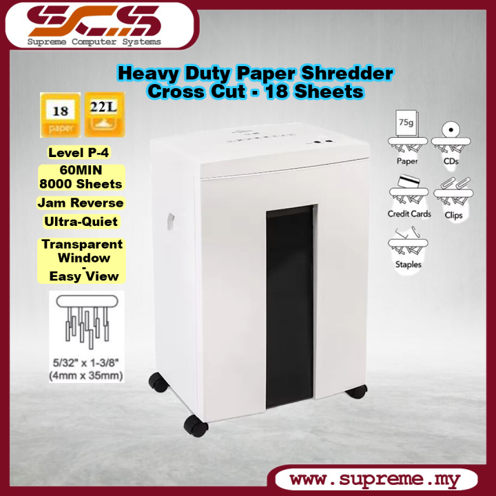 Heavy Duty Paper Shredder Cross-cut 18 Sheets Paper shredder jam proof ...