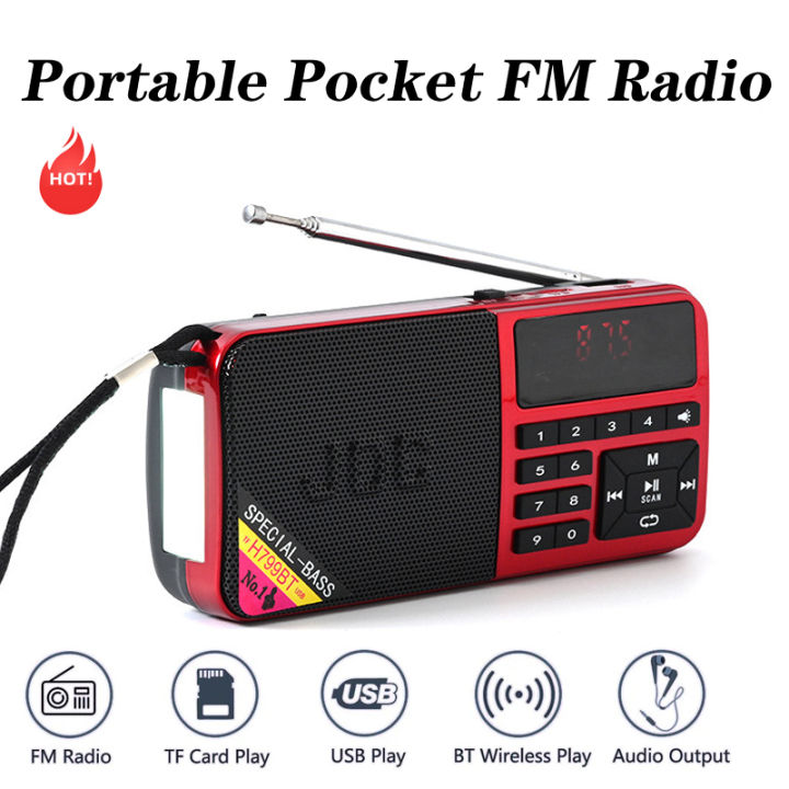Loa Bluetooth Radio mini xách tay túi FM Đài phát thanh USB MP3 có pin ...