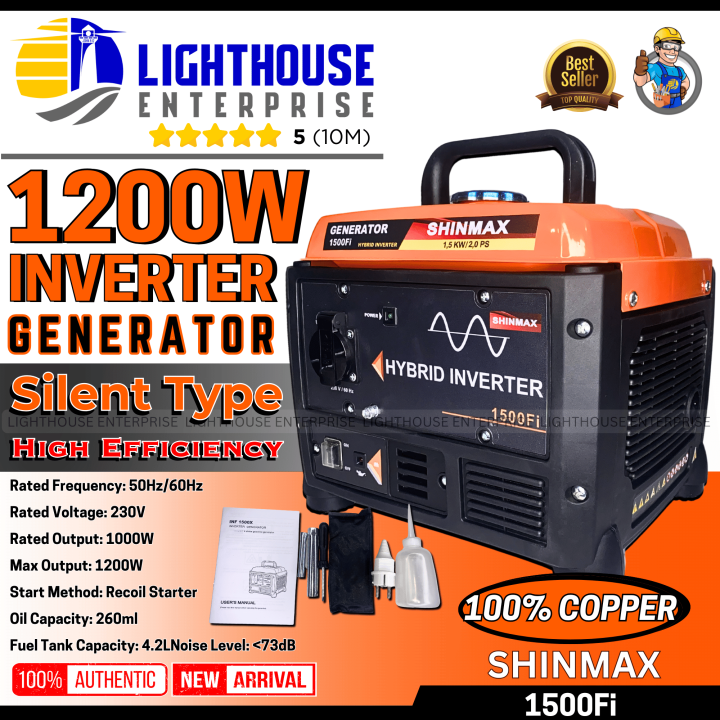 Shinmax Japan 4 Stroke Silent Type Hybrid Inverter Gasoline Generator Portable Generator(1500Fi ...