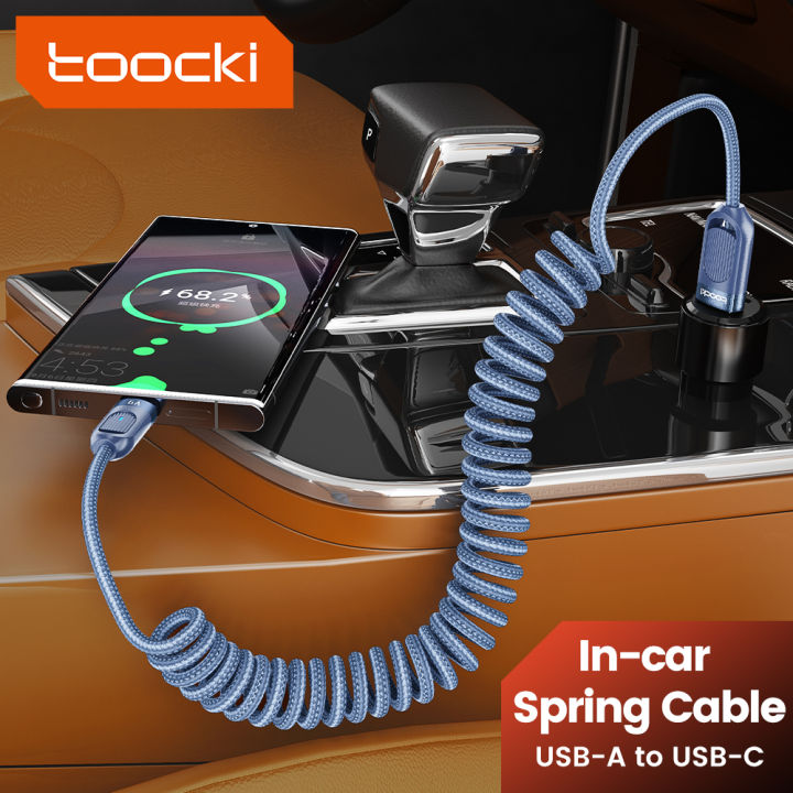 Toocki 6A 100W USB-A To Type-C Cable 1.8m Spring Cable Retractable Fast ...