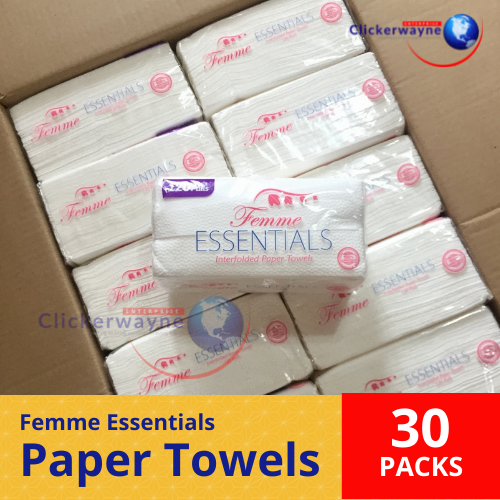 30 Packs - Femme Essentials Interfolded Paper Towels - 120 Pulls ...