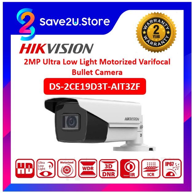 HIKVISION DS-2CE19D3T-AIT3ZF 2MP Ultra Low Light Motorized Varifocal Bullet Camera | Lazada