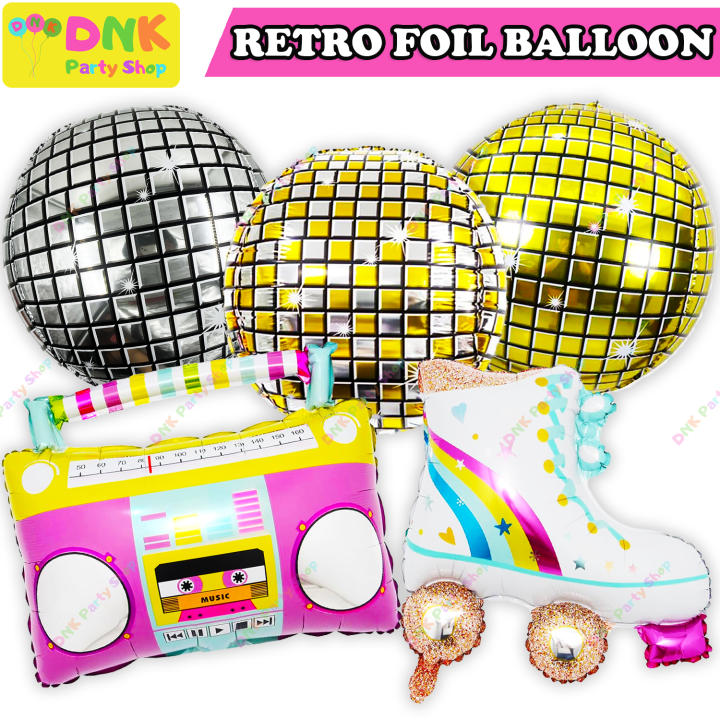 Radio Roller Skates Retro Disco Ball Theme 22 inch Foil Balloons Shape ...