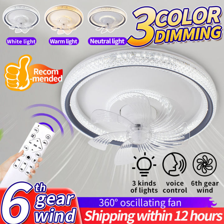 【SG Ship In 12 Hour】2024 New Ceiling Light With Fan Ceiling Fan With ...