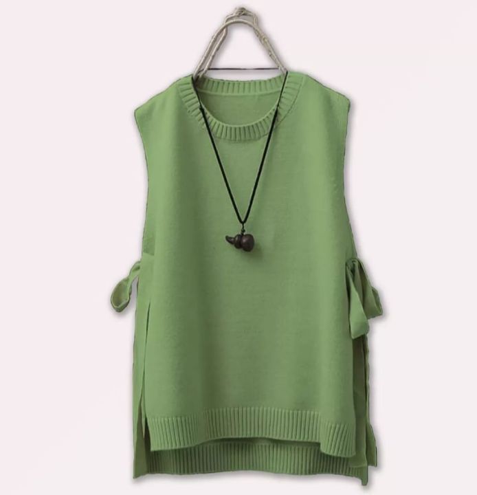 Rompi Tali Rajut Illo Vest Knit Rompi Andin Vintage Basic Fashion Outer ...