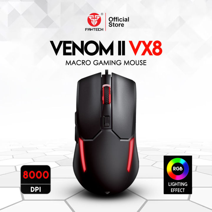Fantech Venom II VX8 Macro Gaming Mouse with RGB Lighting Effect and 6D Macro Function ...