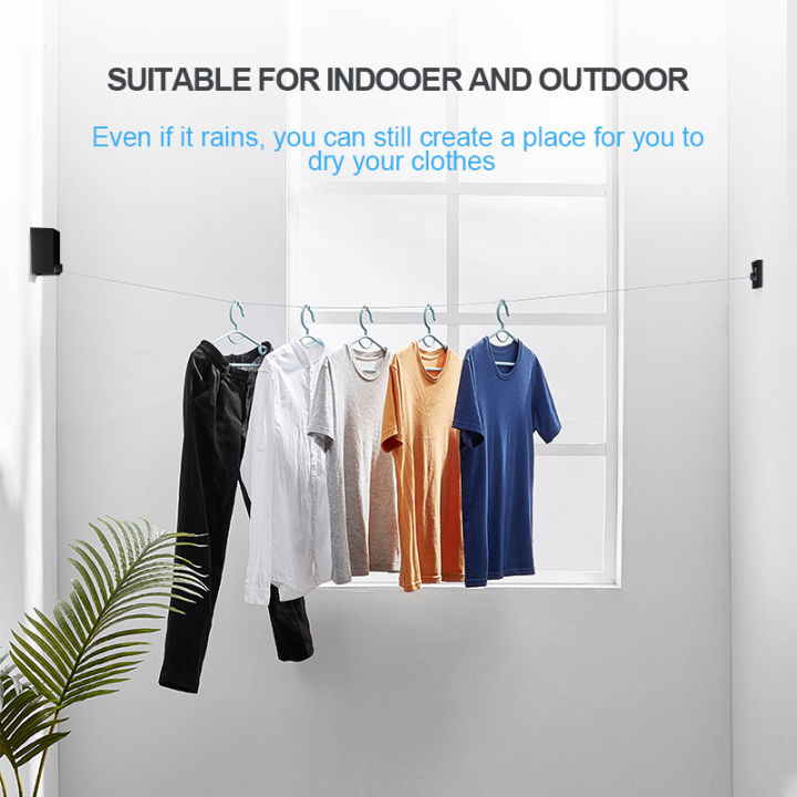youqin 4.2m Invisible Retractable Clothesline Steel Wire Wall Hanger ...