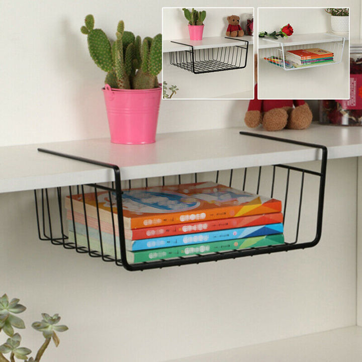 Under Shelf Table Storage Basket Rack Desk Wire Cabinet Hanging Rack ...