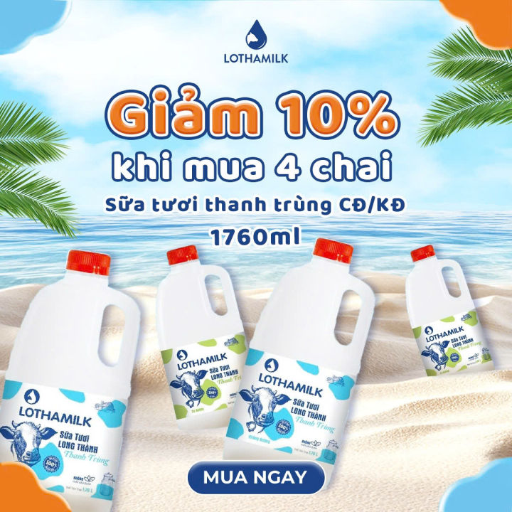 Sữa tươi thanh trùng Lothamilk chai 1760ml | Lazada.vn