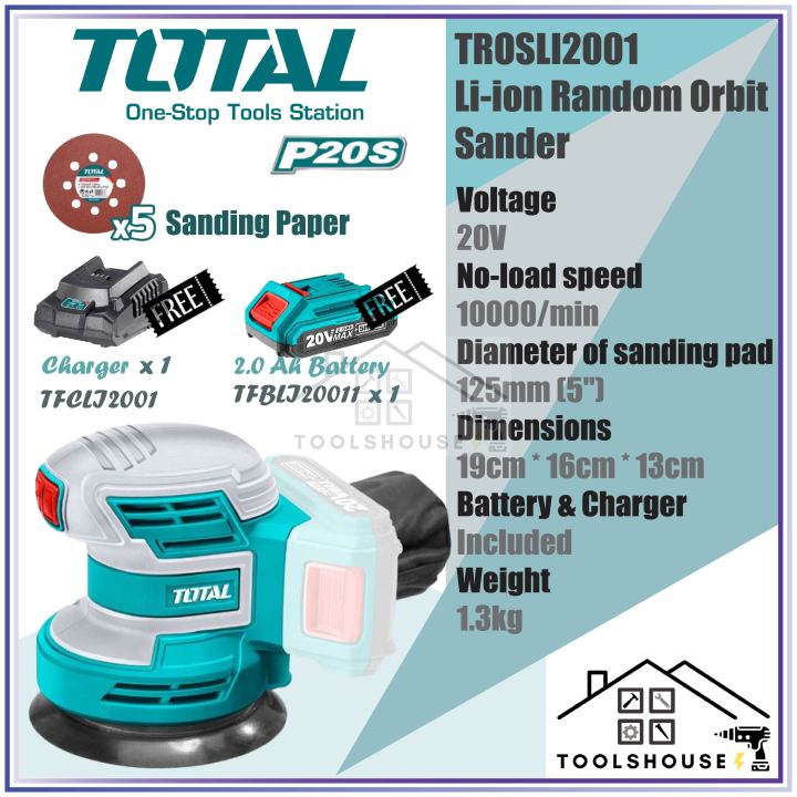 Total TROSLI2001 Li-ion Random Orbit Sander 锂离子随机轨道砂光机 P20S 20V | Lazada