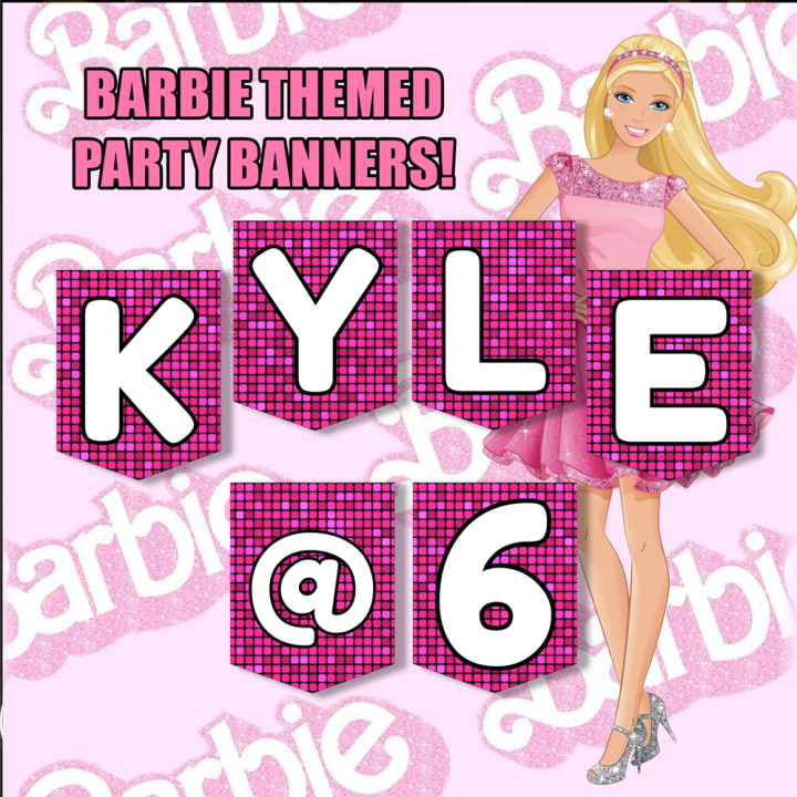 BIRTHDAY PARTY BANNER BARBIE THEMED PERSONALIZED WITH STRING | Lazada PH