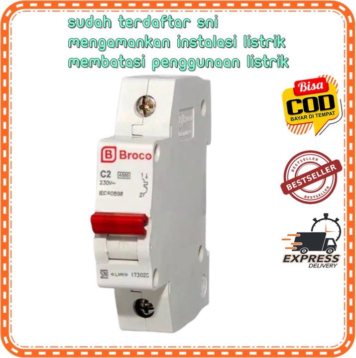 MCB BROCO Phase 1P ~o~ 2A, 4A, 20A / PENGAMAN INSTALASI LISTRIK SIKRING ON OFF 1 PHASE MURAH ...