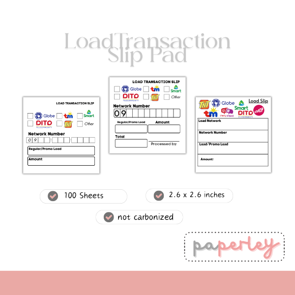 Load transaction Slip mini size 2.6x2.6 inches | Lazada PH