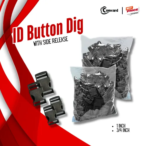 QUAFF (100 pcs/Pack) Black Button Dig / Side Release / Buckle For ID ...