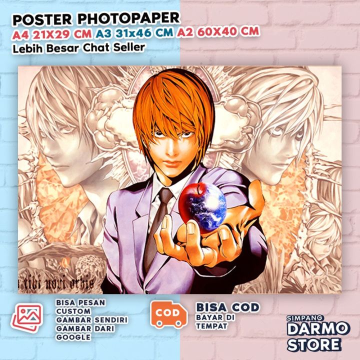 Poster Death Note Hisan Dinding Anime Wibu Light Yagami L Kira Near ...