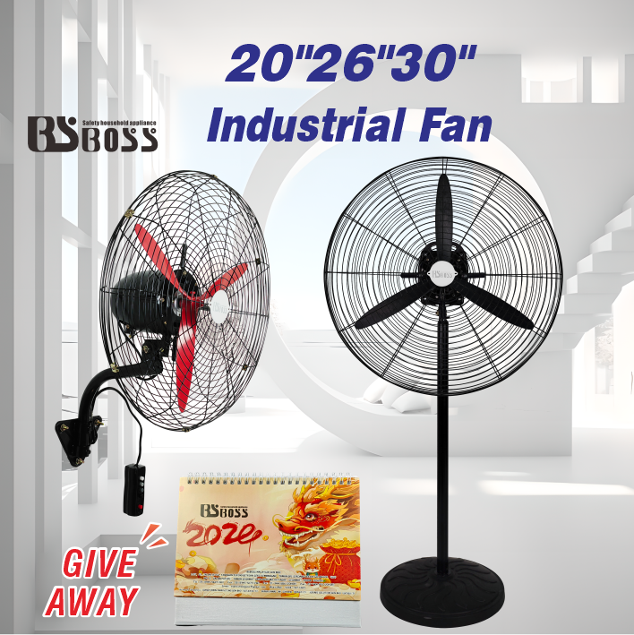 BSBOSS Industrial Fan Kipas Industri 20/26/30 Inch Heavy Duty Floor Fan ...