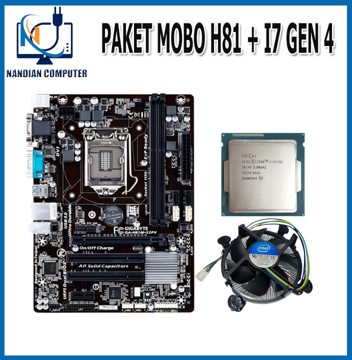 Mobo Mainboard / Paket Mobo H81 Gigabyte + i7 Gen 4 LGA 1150 DDR3 ...