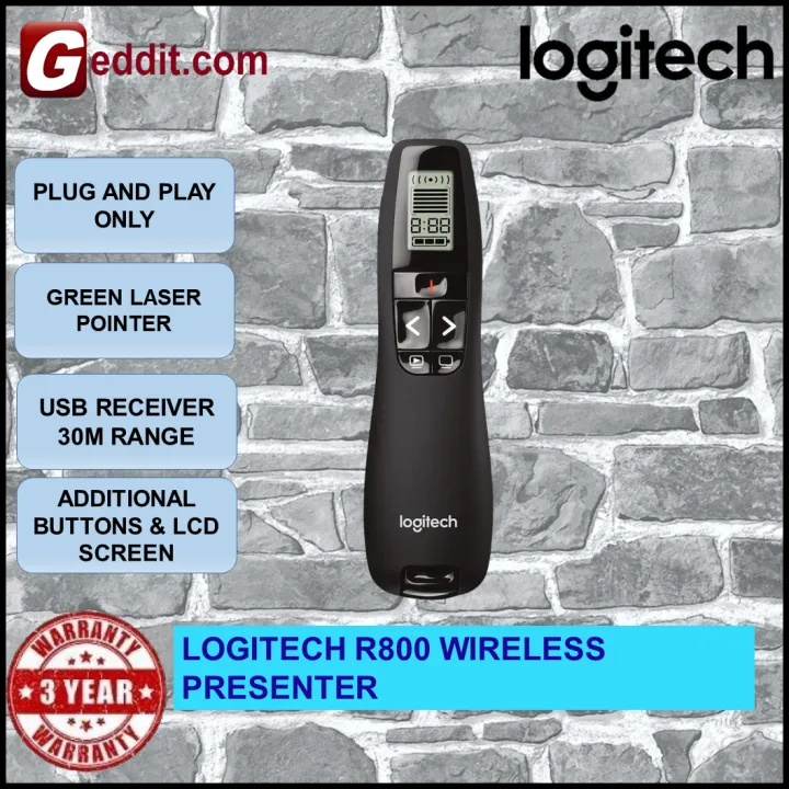 LOGITECH R800 WIRELESS PROFESSIONAL PRESENTER WITH LASER POINTER GREEN ...