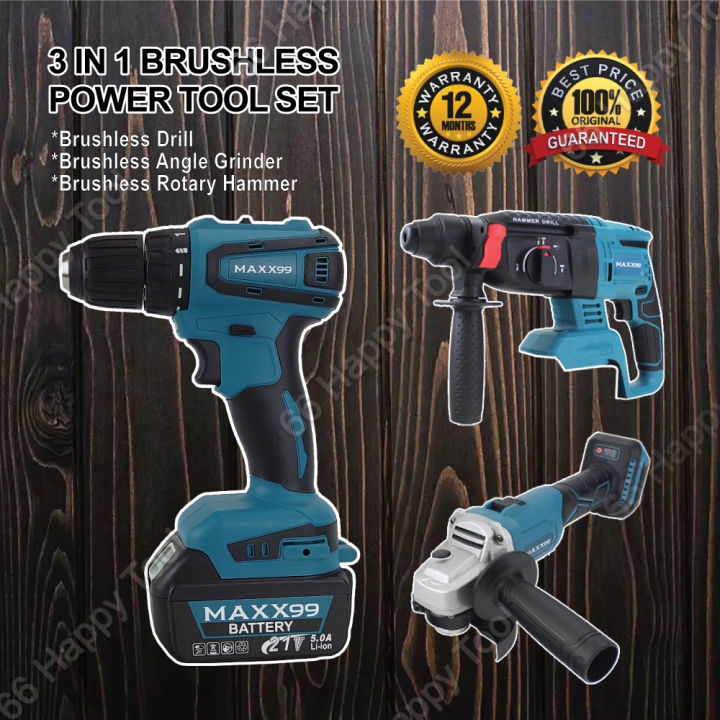 Maxx99 3 in 1 Portable Brushless Power Tool Set EC777 Power Drill ...
