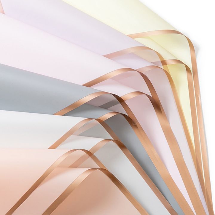 Flower Wrapping Paper Gold Border Jelly Color Packaging Paper Matte ...