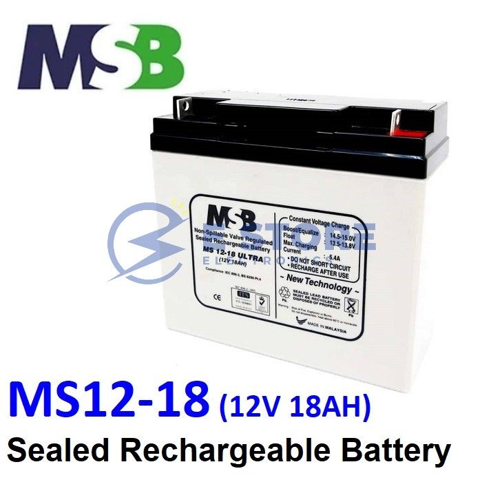 MSB 12V 18AH Rechargeable Sealed Lead Battery (MS12-18) | Lazada