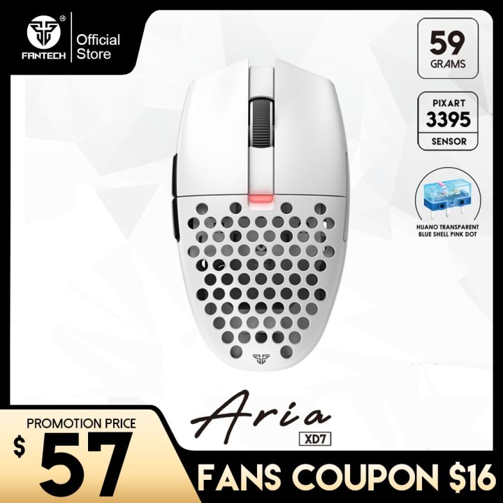 FANTECH ARIA XD7 Gaming Mouse 59G Mouse PIXART 3395 Wired And Wireless ...