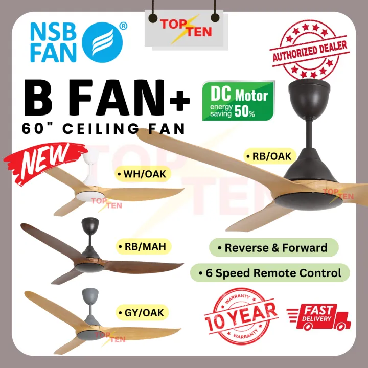 NSB B FAN+ 60" DC Motor Ceiling Fan 6 Speed Remote Control Wood Design ...
