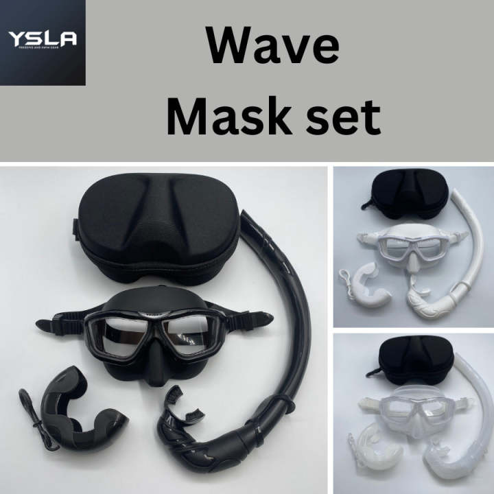 Wave Polycarbonate Lens Anti-Fog Low Volume Silicone Diving Mask Set ...