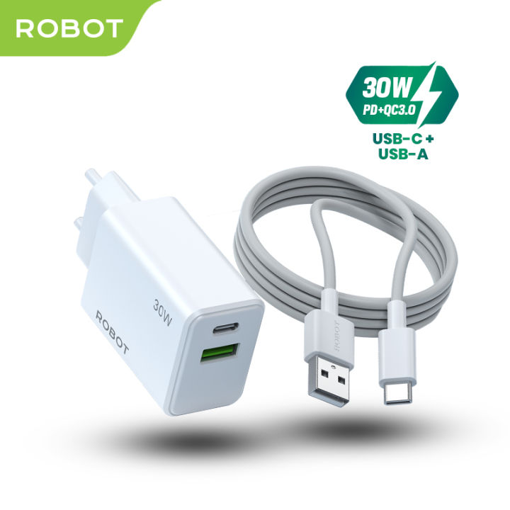 ROBOT Kepala Charger Fast Charging RT-P30 2 Port 3A 30Watt Original ...