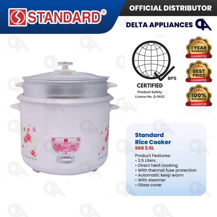 Standard Rice Cooker w/ Steamer Glass Cover Original w/ 1 Year Warranty ...