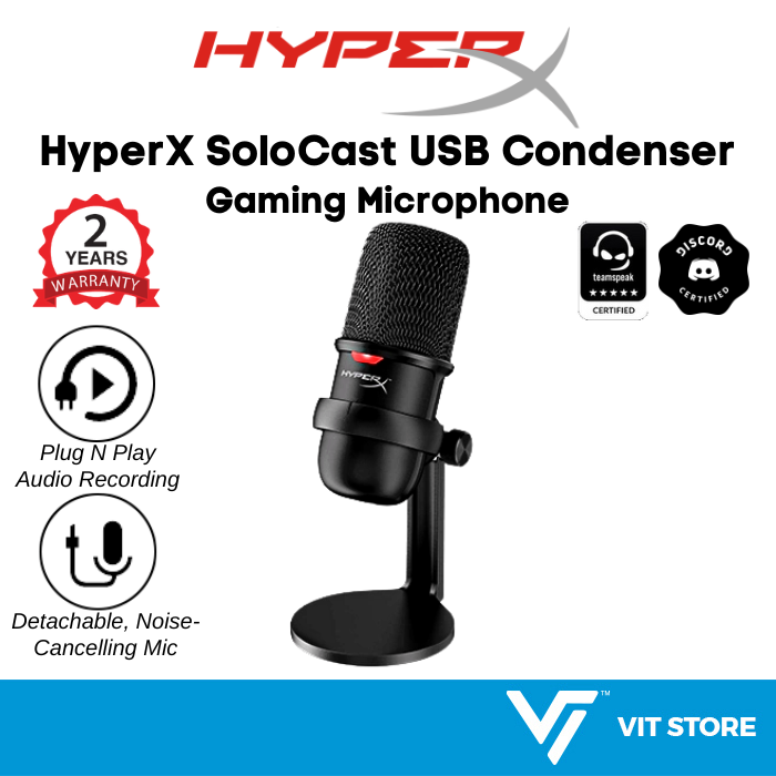 HyperX SoloCast USB Condenser Gaming LED Microphone (For PC, Laptop, PS4, Mac, 2Y) Single Pack ...