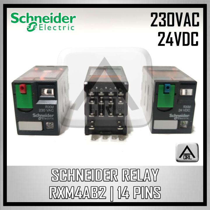 SCHNEIDER PLUG IN RELAY RXM4AB2P7 230VAC | RXM4AB2BD 24VDC | 14 PINS | W/ LED | VAT INCLUDED ...